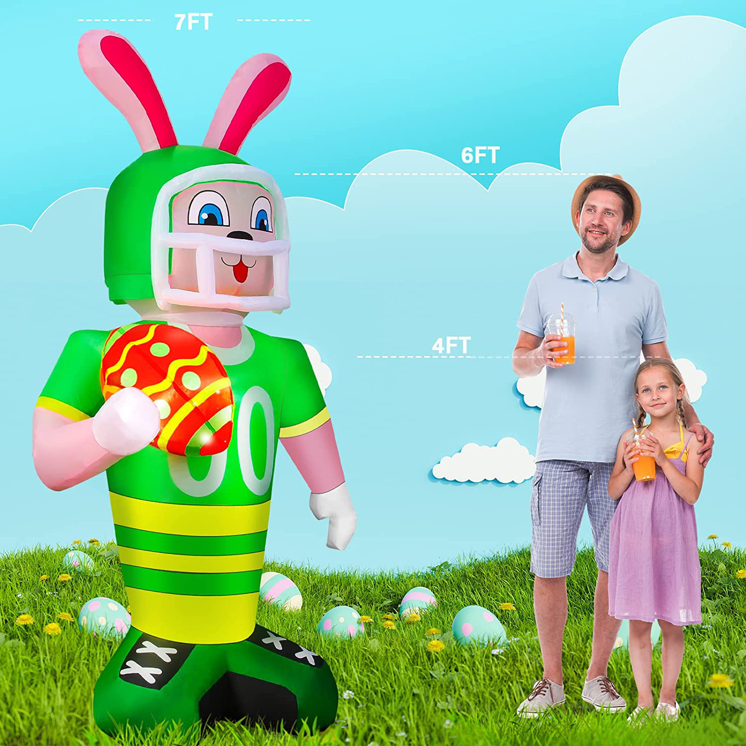 The Holiday Aisle® Rugby Rabbit Inflatable | Wayfair