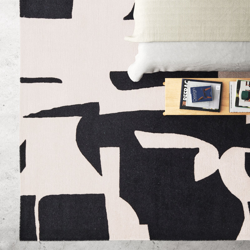 AllModern Handmade Black/Cream Rug | Wayfair