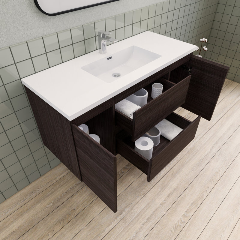 Ivy Bronx 48 Inch Single Sink Floating Modern Bathroom Vanity | Wayfair