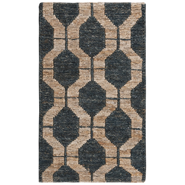 Latitude Run® Rectangle Geometric Handmade Flatweave Jute Area Rug in ...