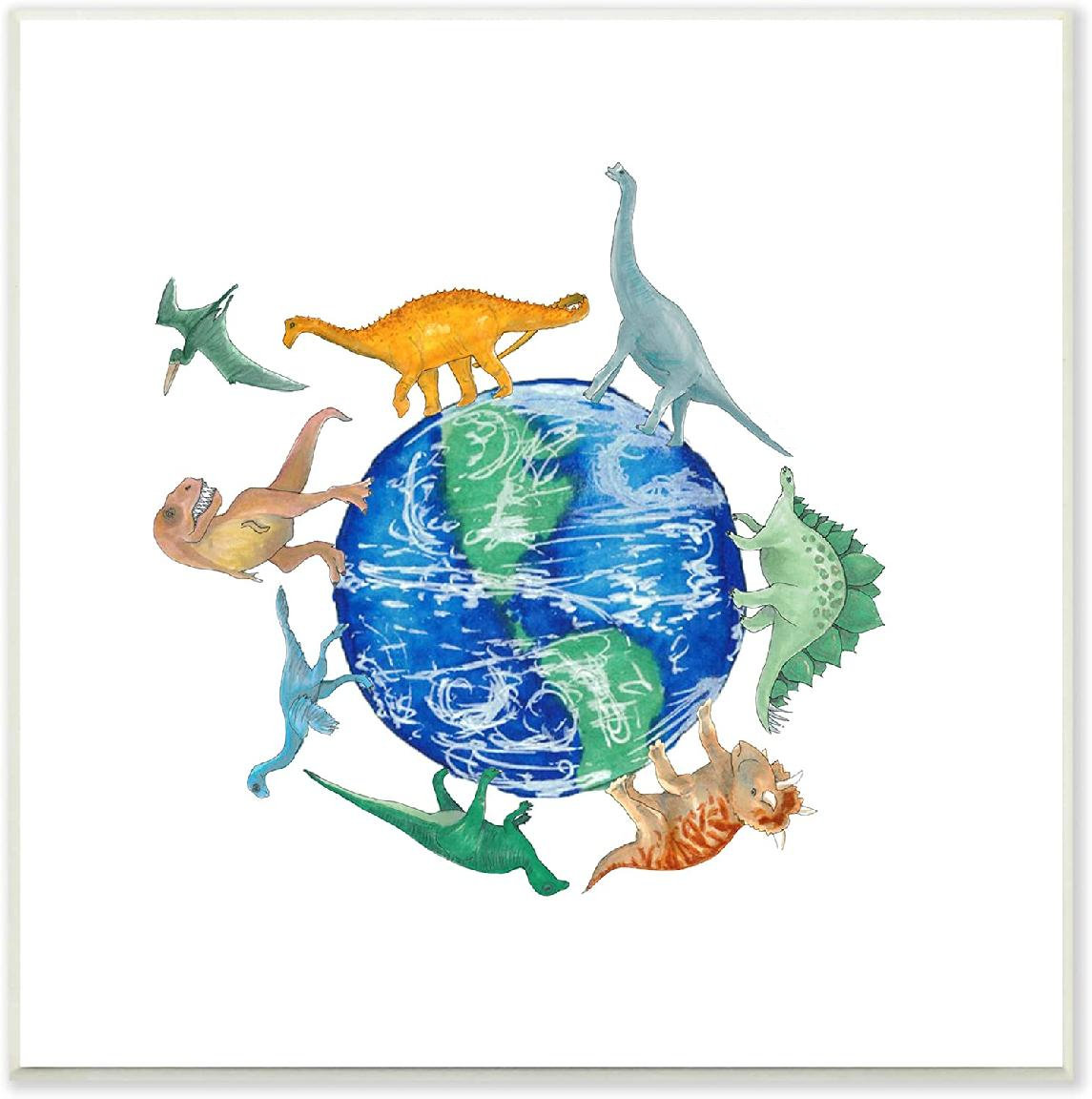 Bayou Breeze Various Dinosaurs Circling Planet Earth Globe Illu Various ...