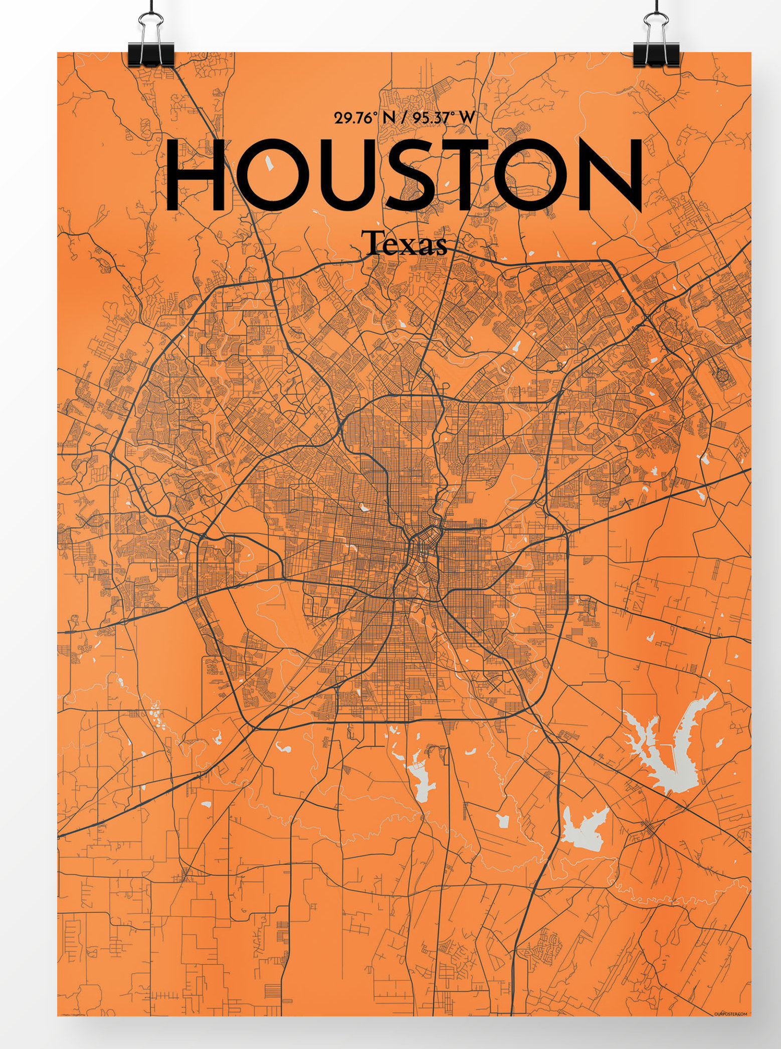 OurPoster.com Houston City Map - Panoramic Graphic Art | Wayfair