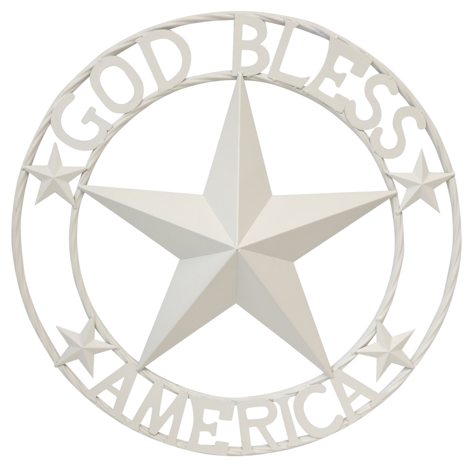 Latitude Run® Metal White Western Lone Star God Bless America Circle ...
