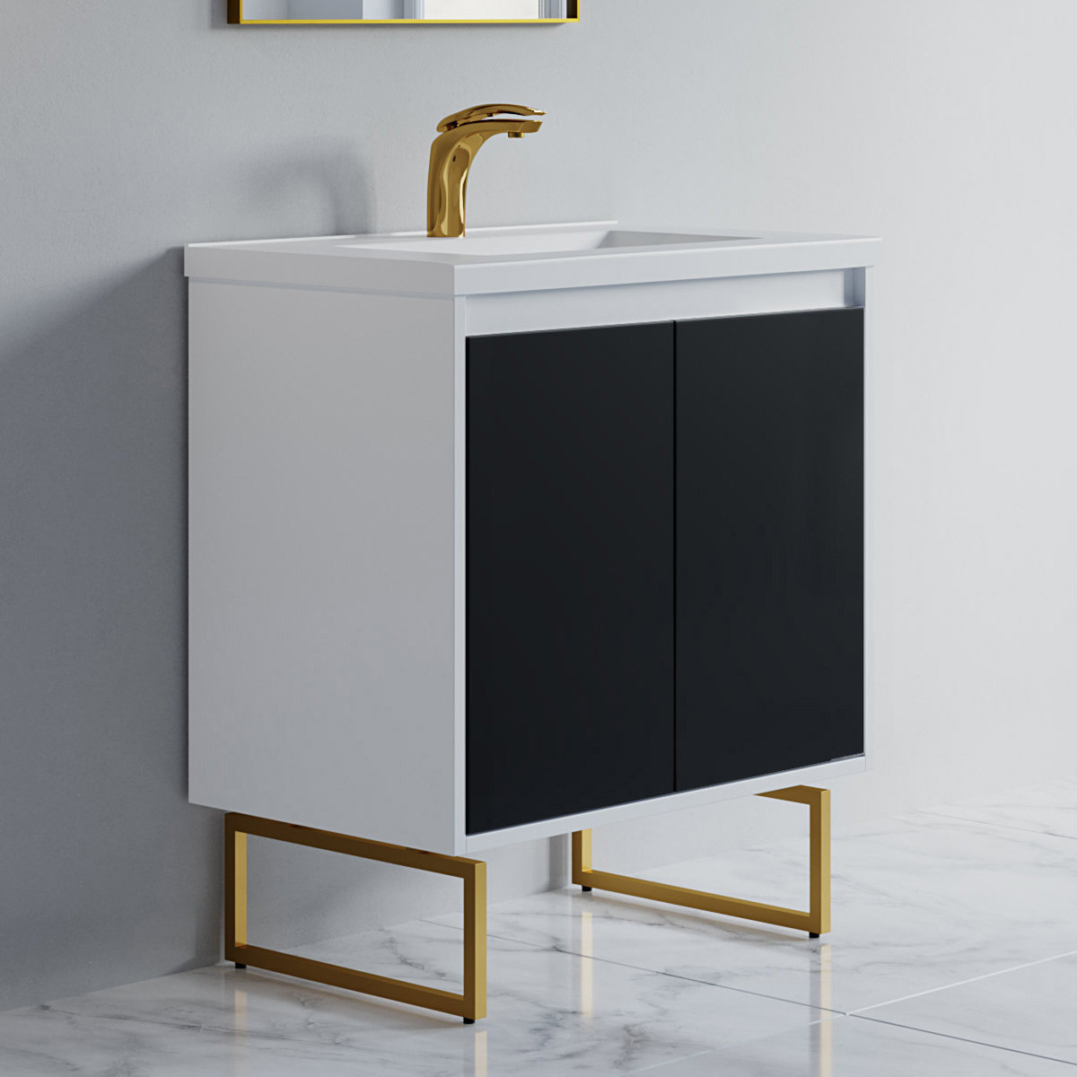 Mercer41 Fahmina 30'' Free-standing Single Bathroom Vanity with Ceramic ...
