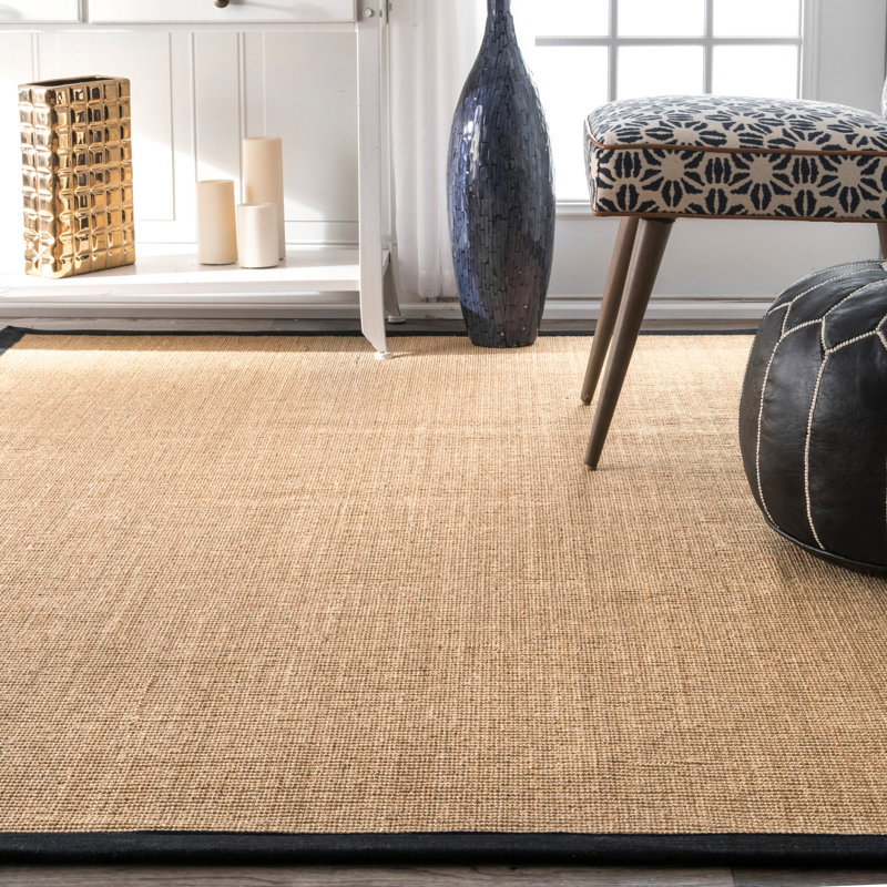 Beachcrest Home Teddy Jute/Sisal Beige/Black Rug & Reviews | Wayfair