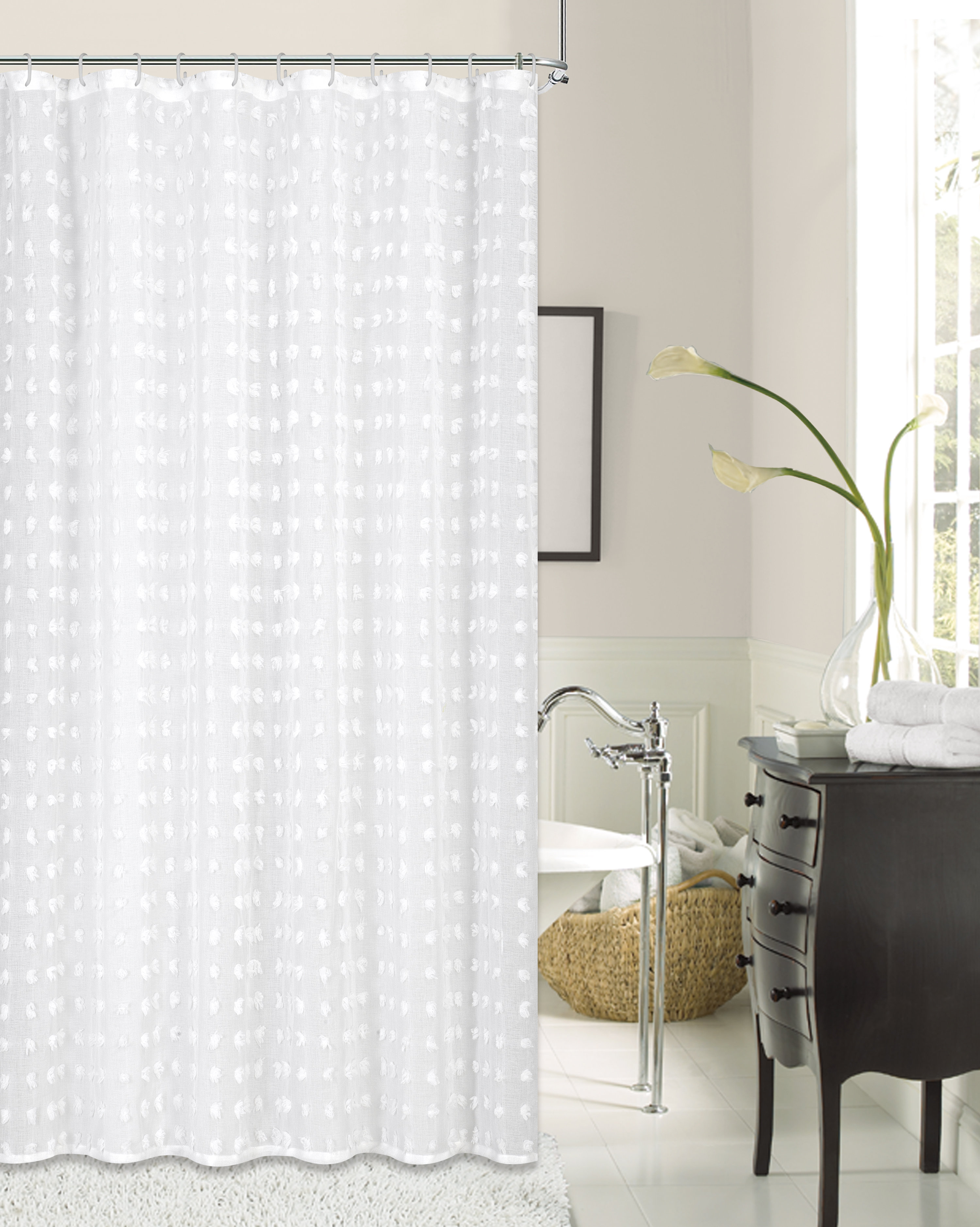 Winston Porter Lasceau Cut Snow Flower 3D Puff Single Shower Curtain ...