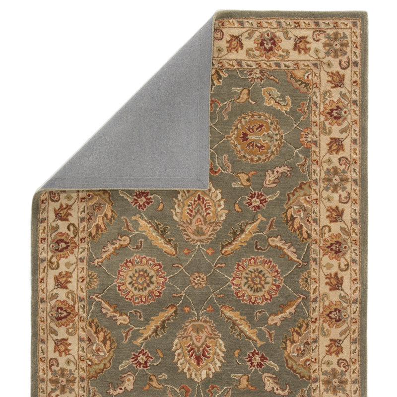 Canora Grey Barrios Handmade Wool Sea Green/Beige Rug & Reviews | Wayfair