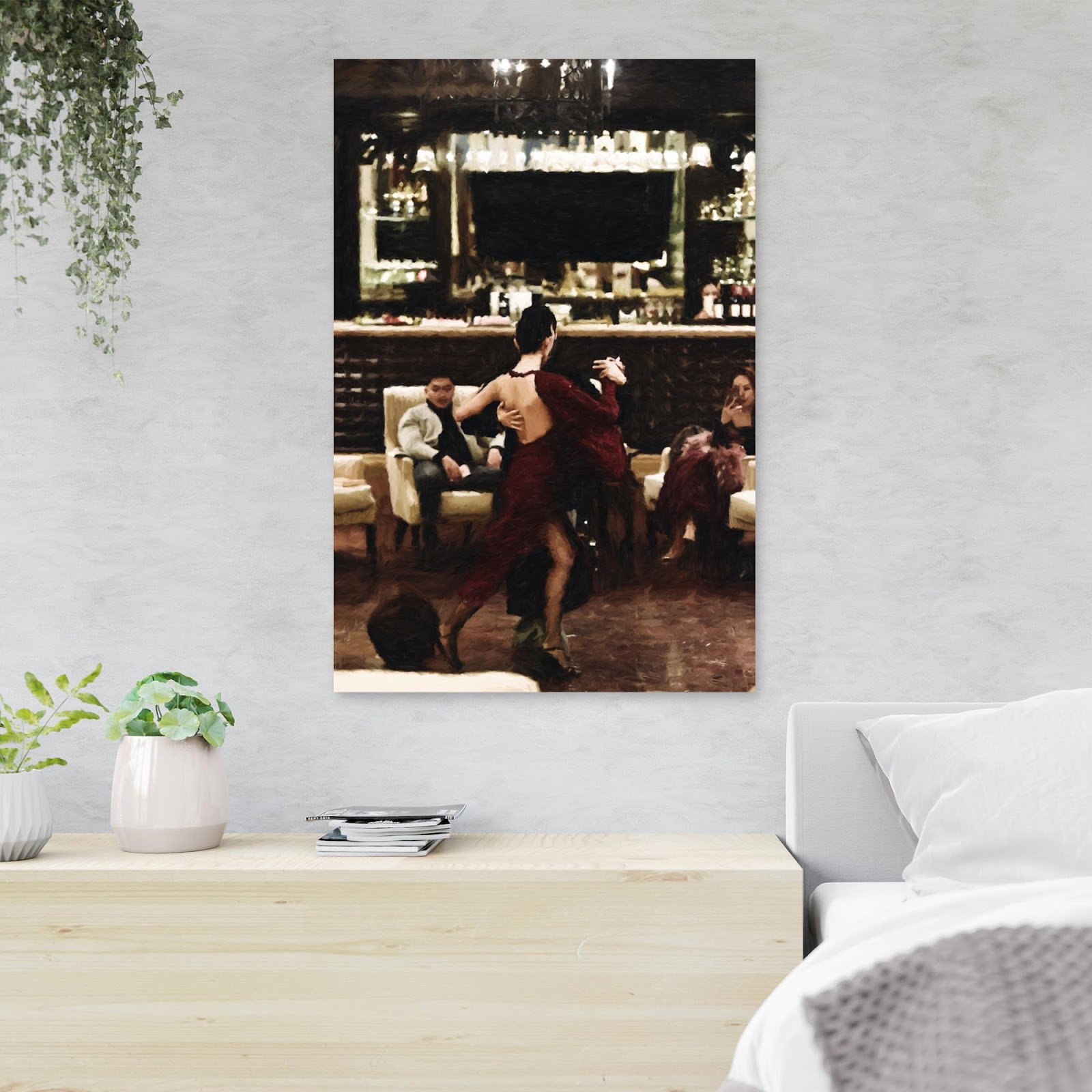 Everly Quinn Woman Wearing Red Backless Dress - Wrapped Canvas Painting ...