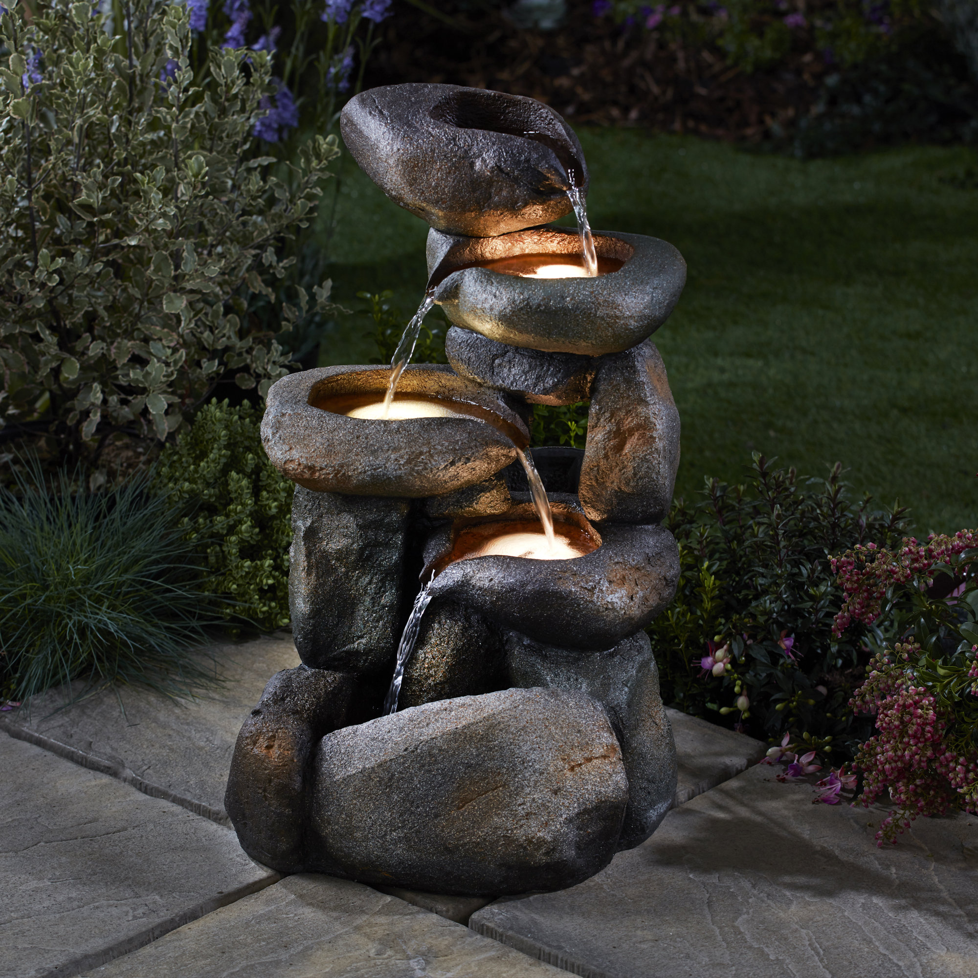 Dakota Fields Jie Resin Tumbling Rock Water Feature with Light ...