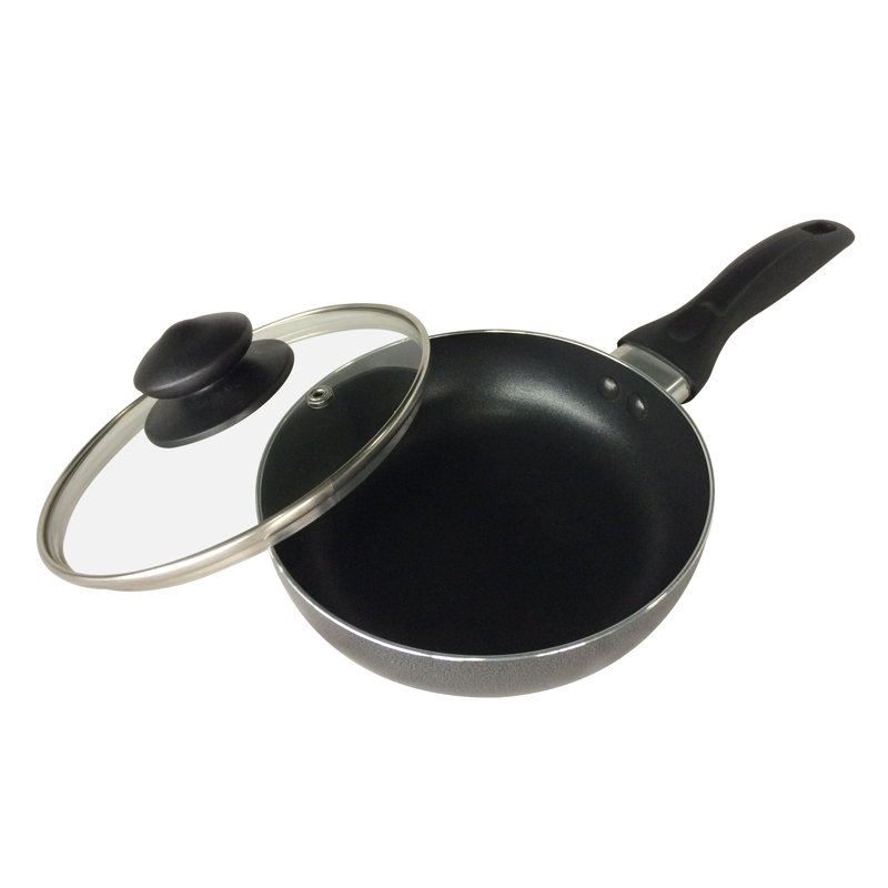 Bene Casa 6-Inch Nonstick Fry Pan, Glass Lid Fry Pan, Charcoal Black ...