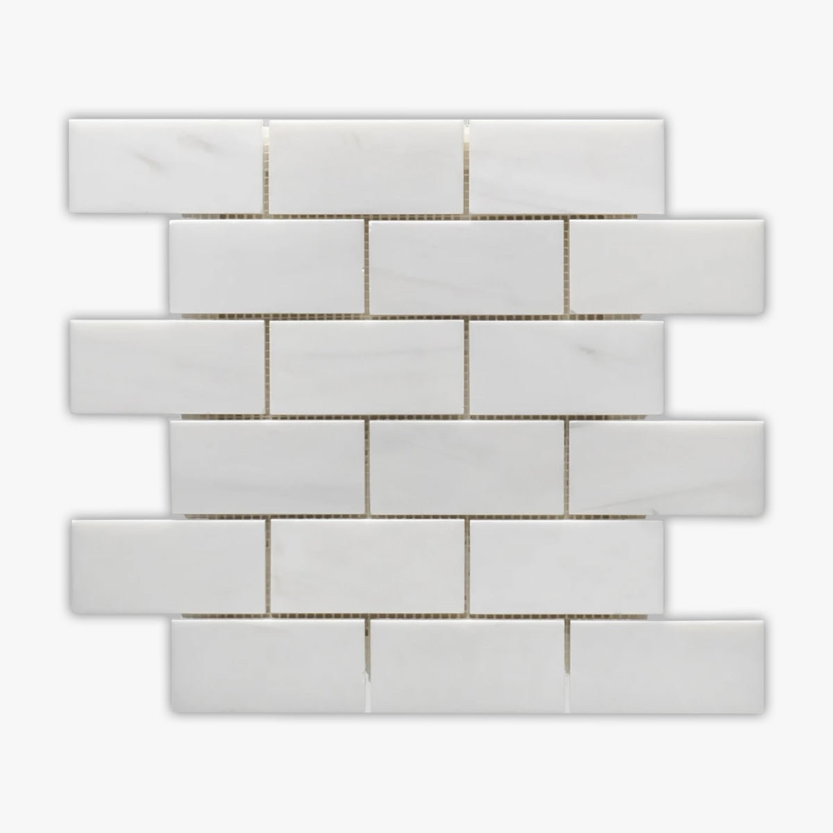 Direct Stone Source Bianco Dolomiti 12" x 12" Marble Brick Joint Mosaic ...