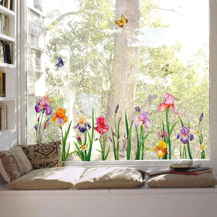 Winston Porter Garden Flower Window Clings Double Sided Iris Daffodil ...