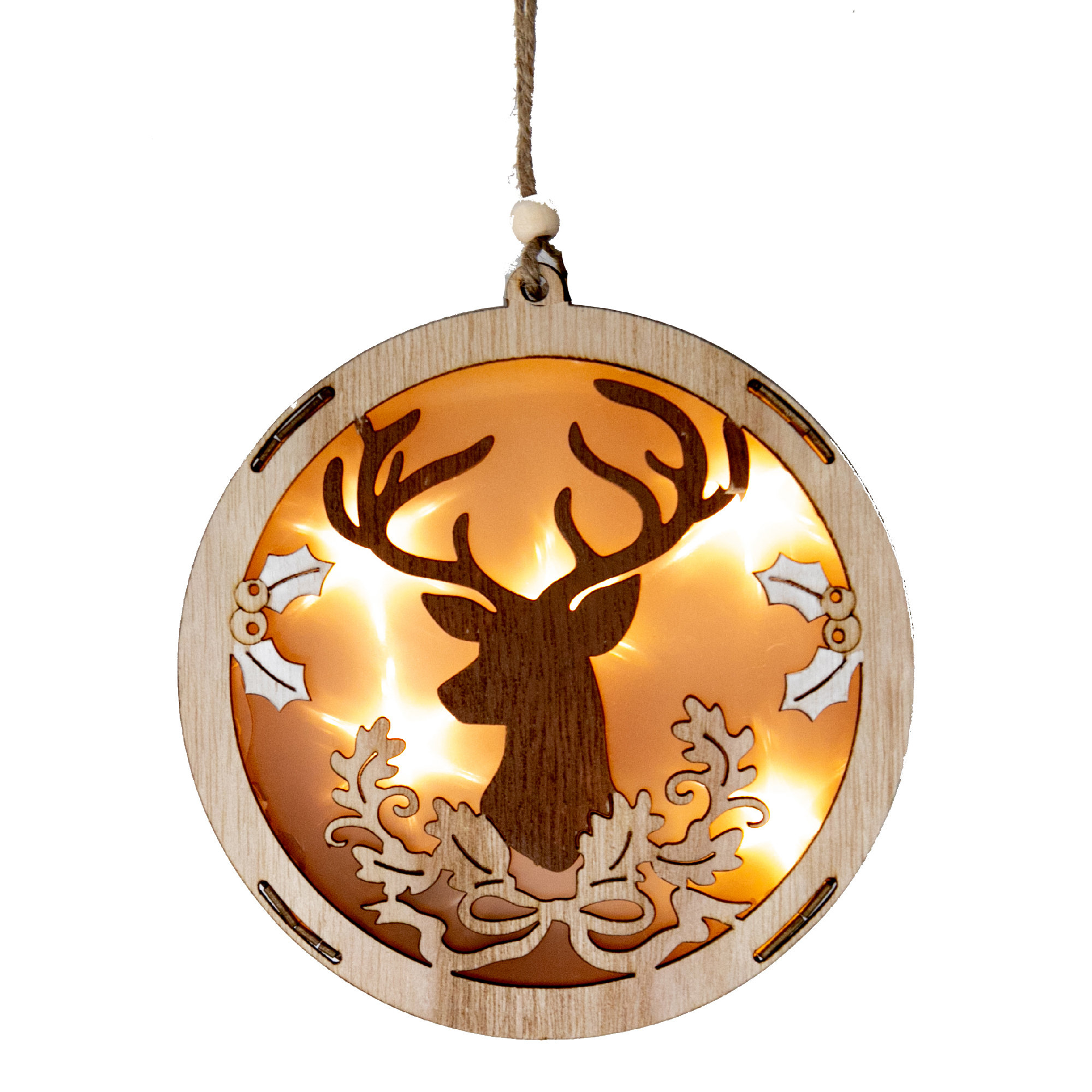 The Holiday Aisle® LED Wooden Hanging Figurine Ornament | Wayfair
