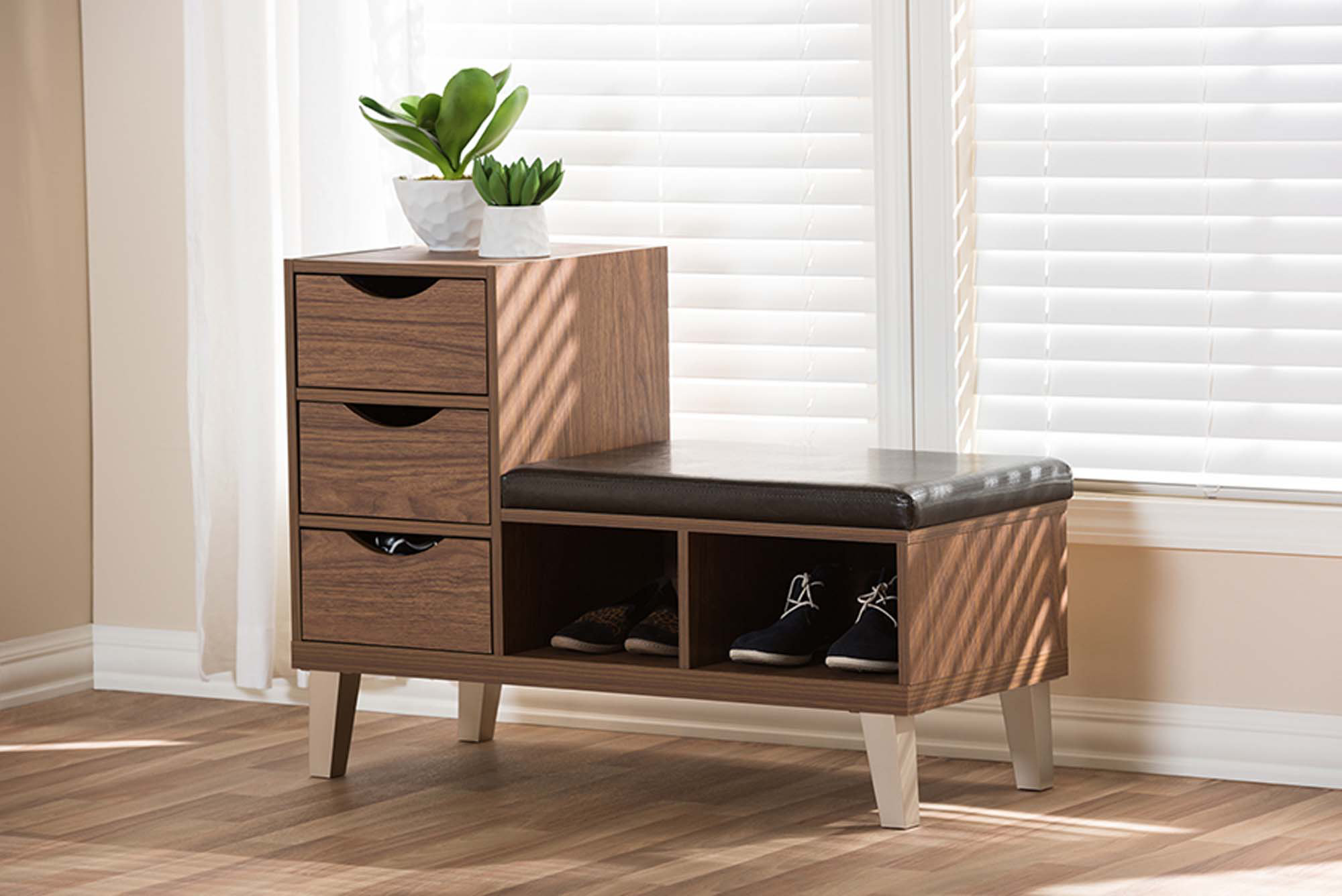 iHome Studio Allie Upholstered Shoe Storage Drawer Bench | Wayfair