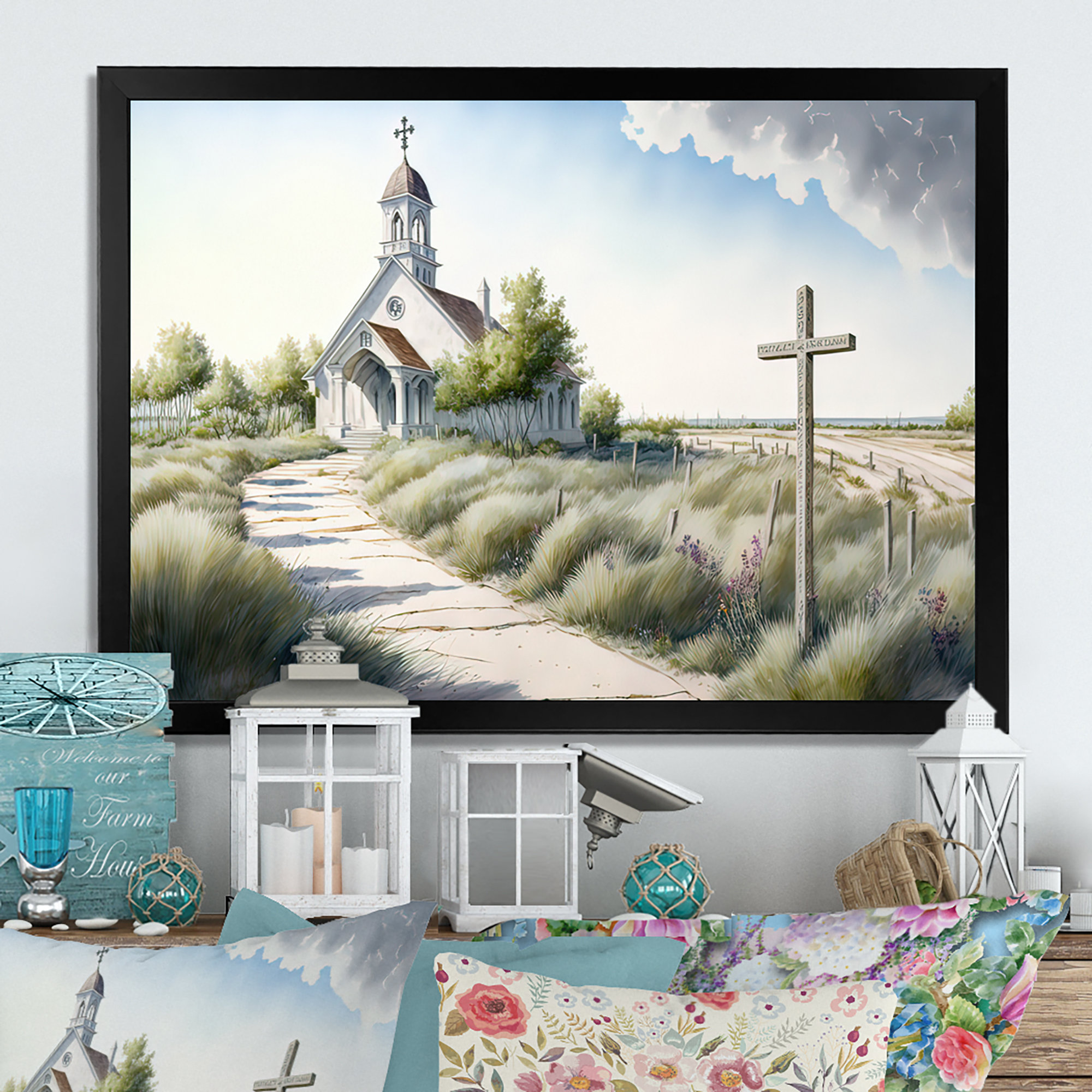 Gracie Oaks Winding Path To Church VI - Spiritual Canvas Wall Art | Wayfair