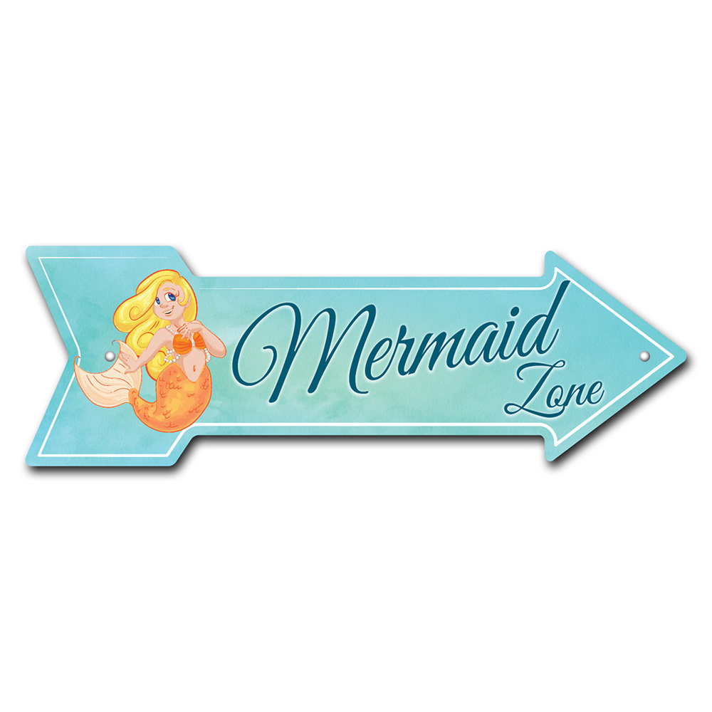 SignMission Mermaid Zone Arrow Removable Decal Funny Home Décor 18 ...