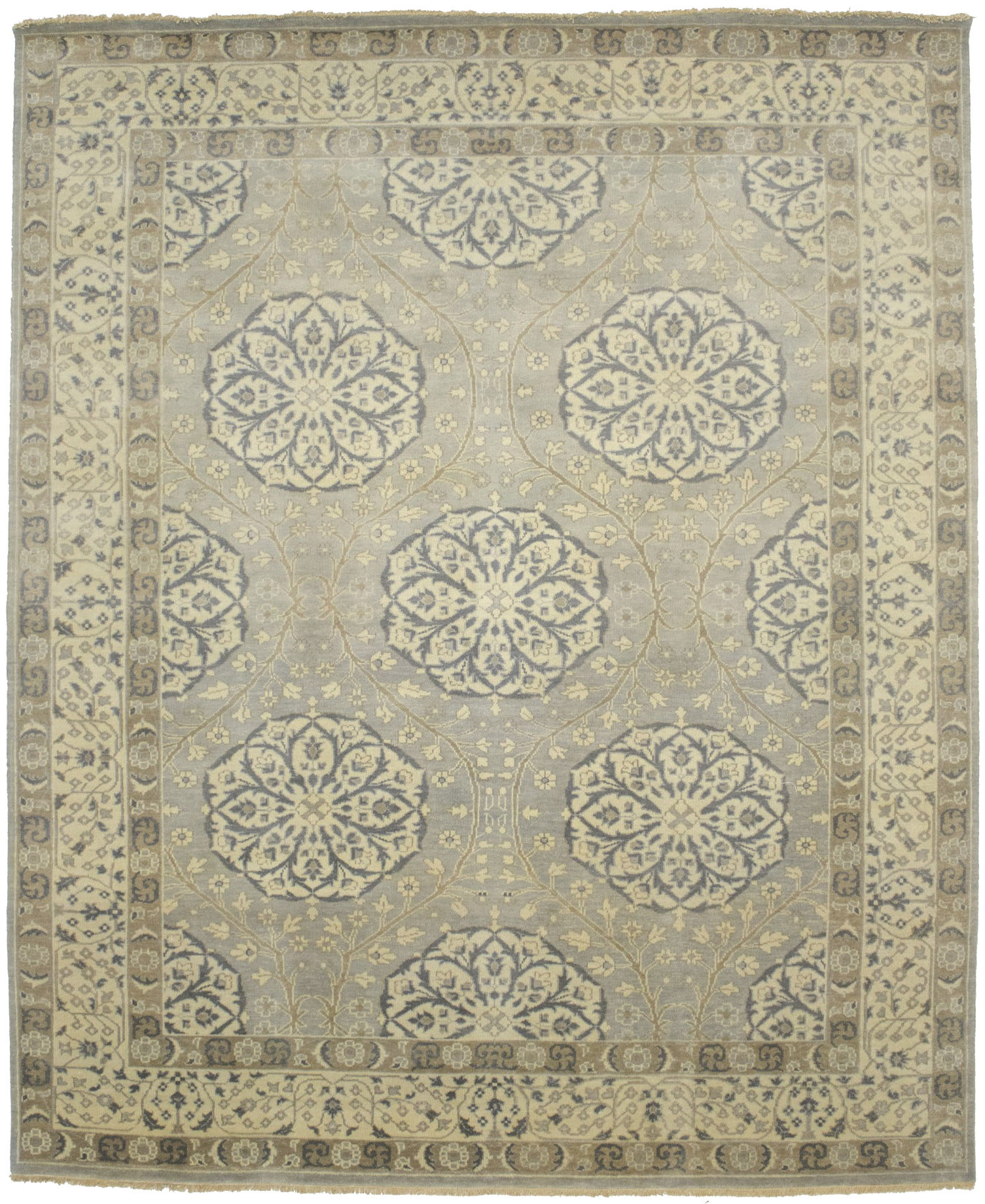 ADMINRUGS Handmade Hand-Knotted Wool Brown/Cream Rug | Wayfair