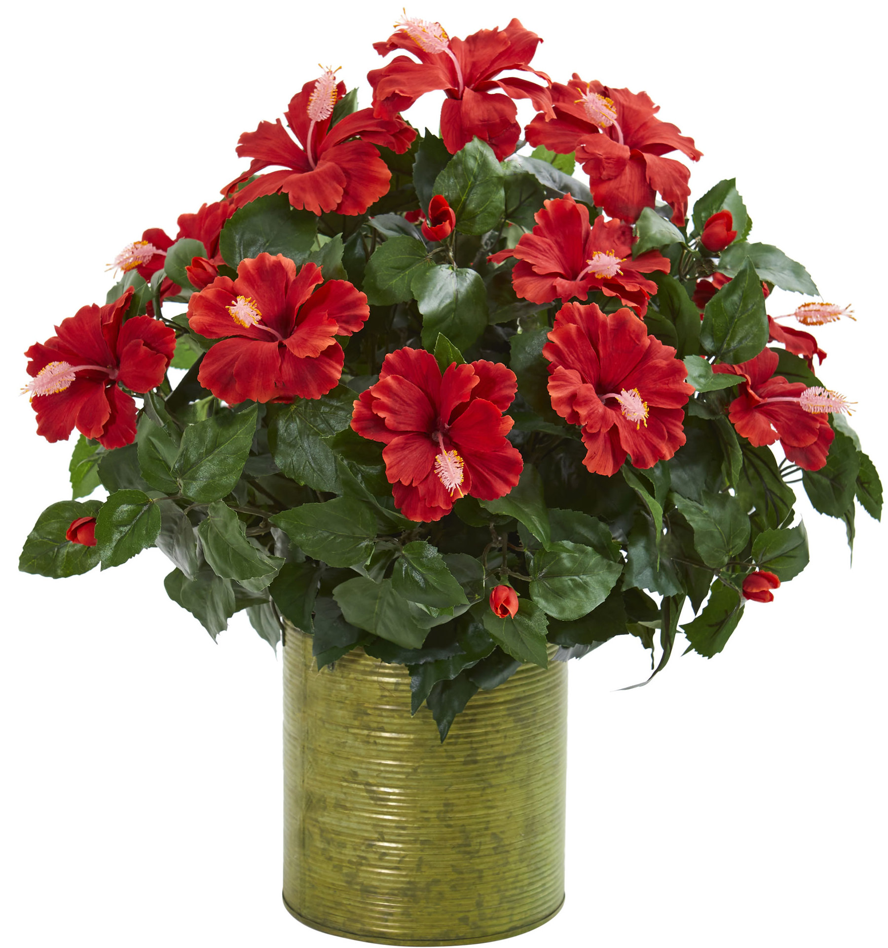 Charlton Home® Artificial Hibiscus Centerpiece in Planter | Wayfair