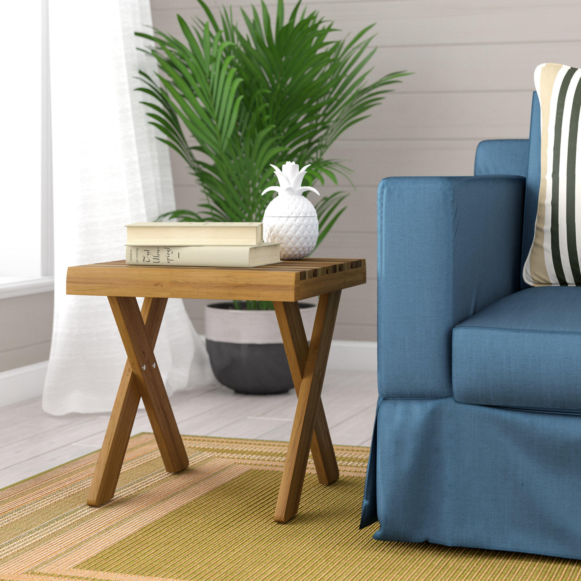 Bay Isle Home 18.25'' Tall Solid Wood Cross Legs End Table | Wayfair