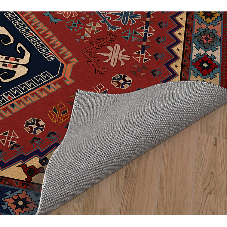 Bungalow Rose Southwestern Rust/Navy/Beige Area Rug | Wayfair