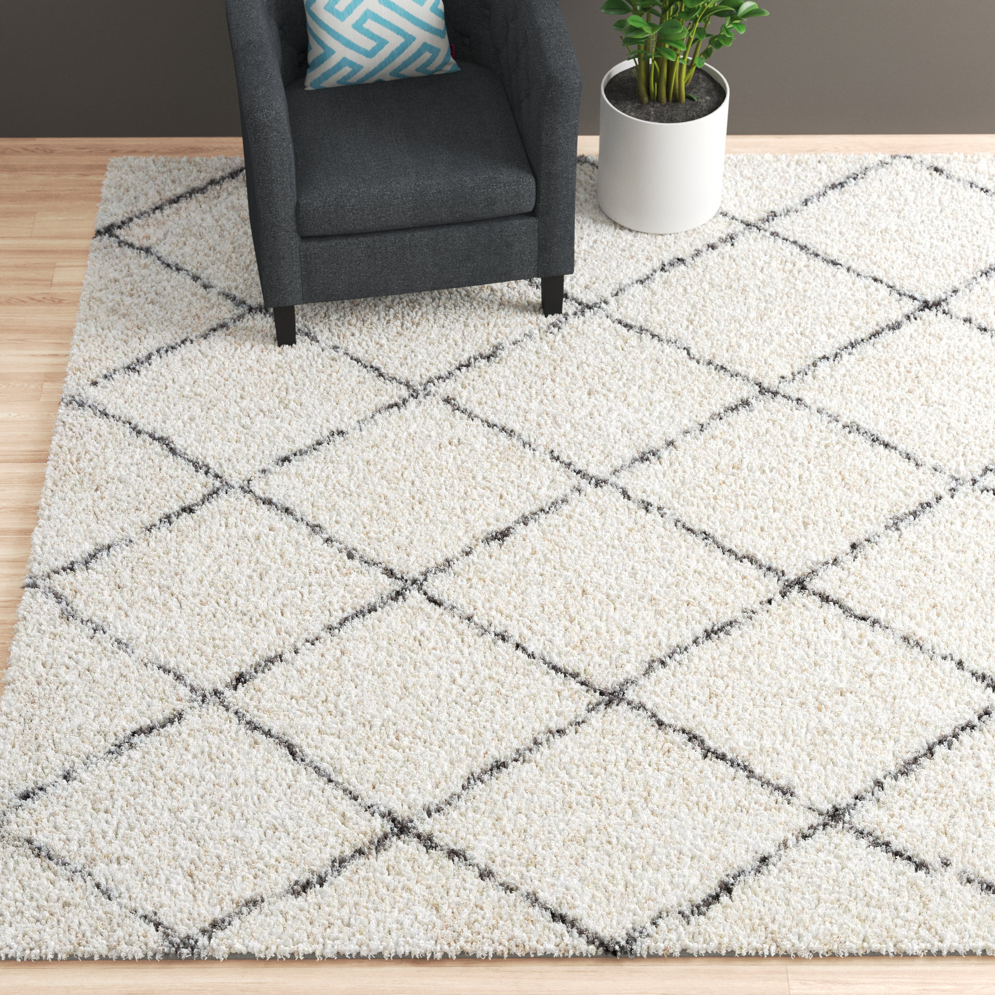 Zipcode Design™ Asine Shag Performance White Rug & Reviews | Wayfair