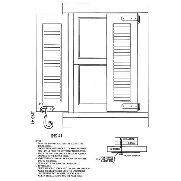 Acorn 6.75" Shutter Dog for Wood Installation | Wayfair