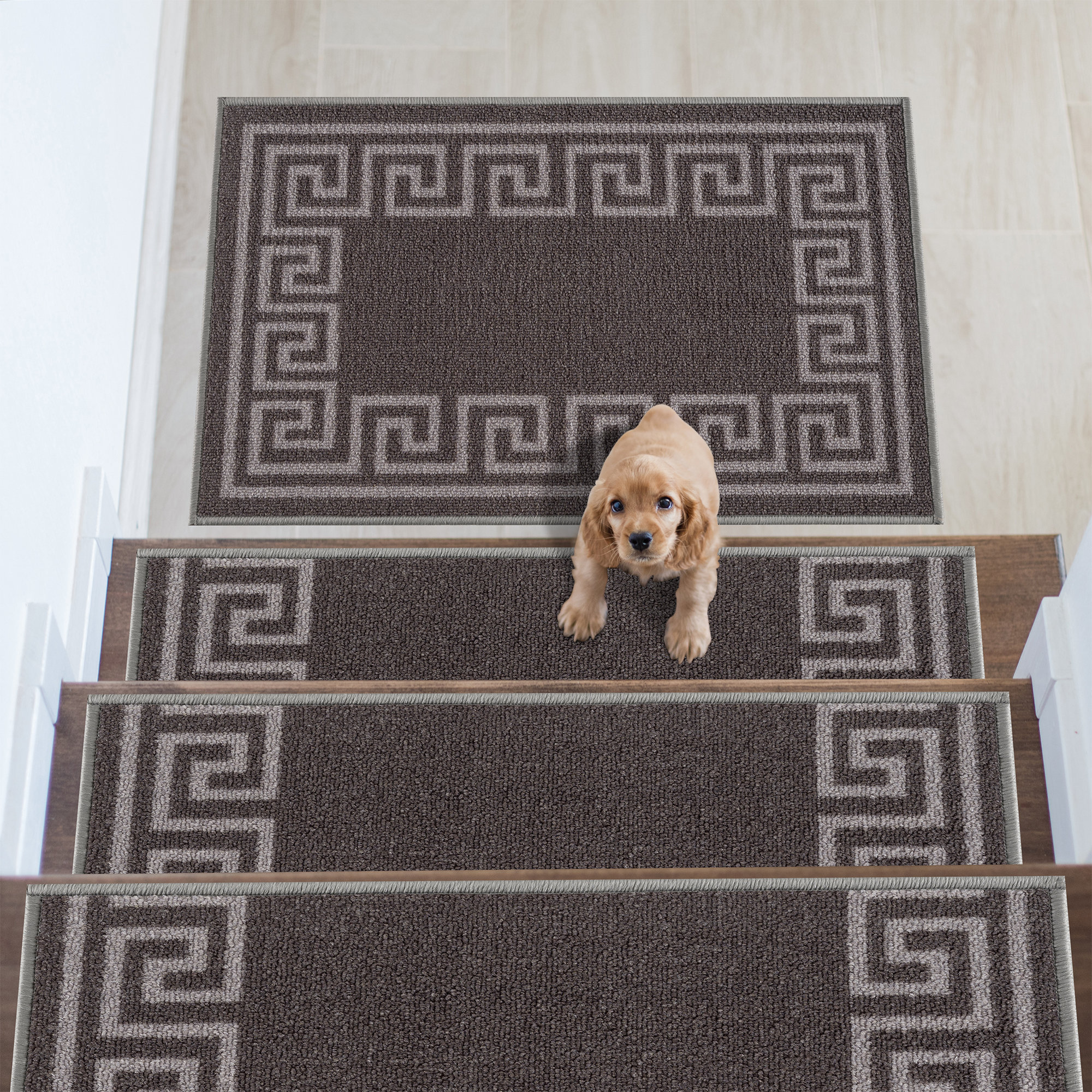 Everly Quinn Ubaid Greek Key Design Slip Resistant Stair Tread ...