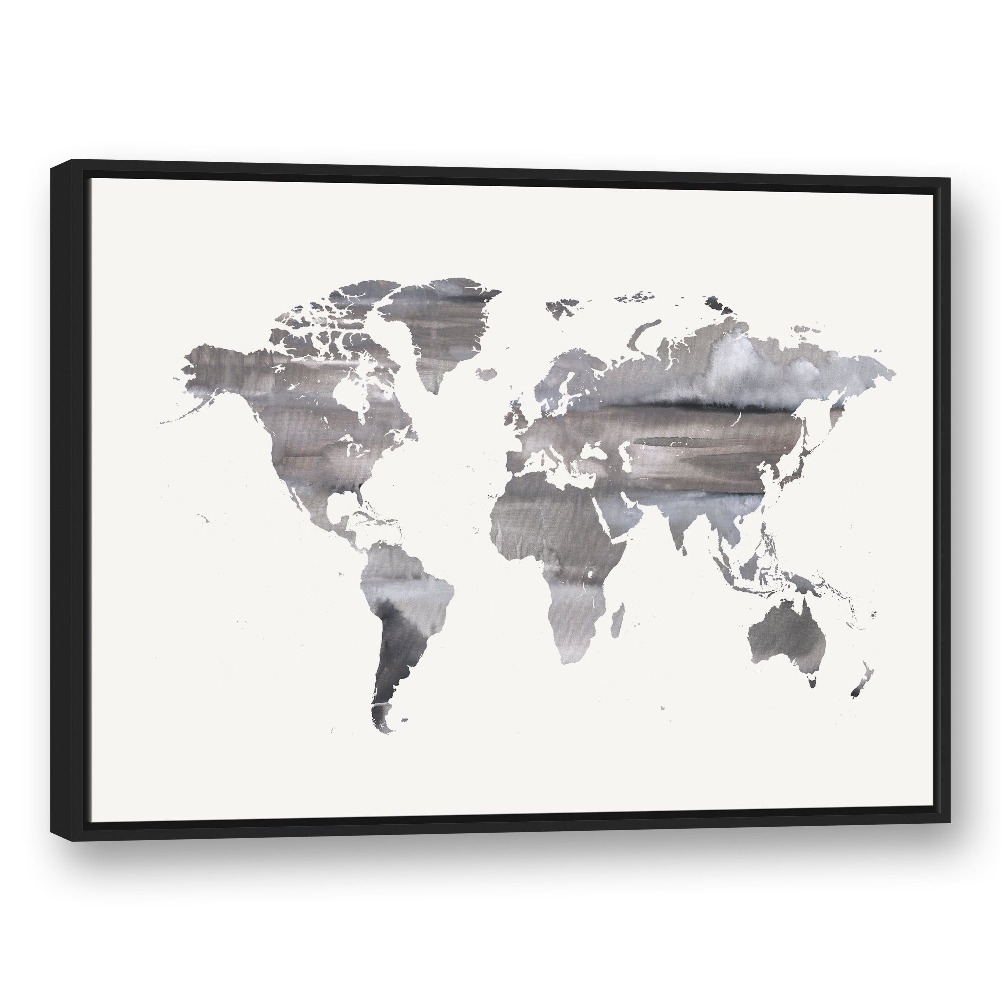 Brayden Studio® White World Map - Print on Canvas | Wayfair
