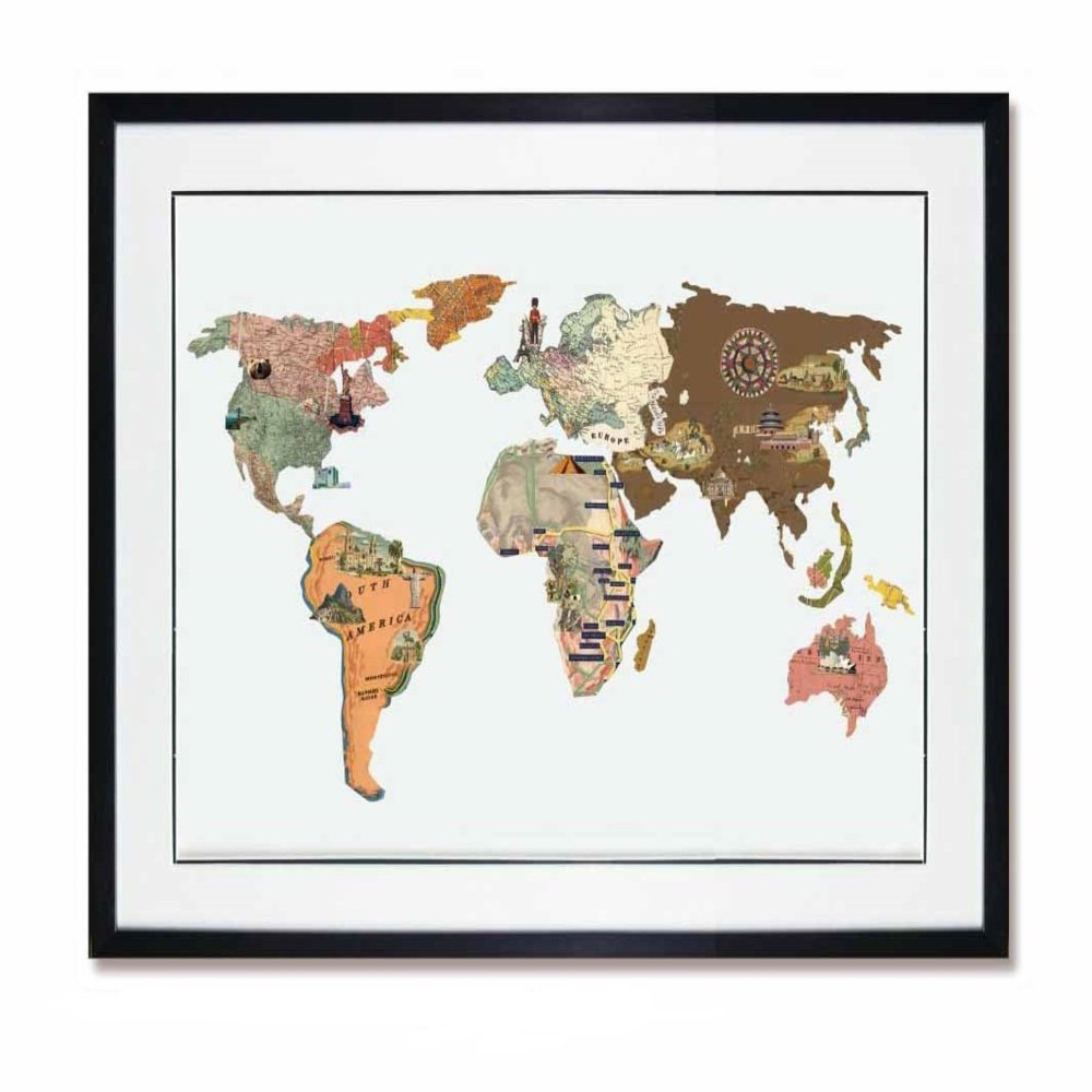 paj interiors World Map - Picture Frame Graphic Art Print on Paper ...