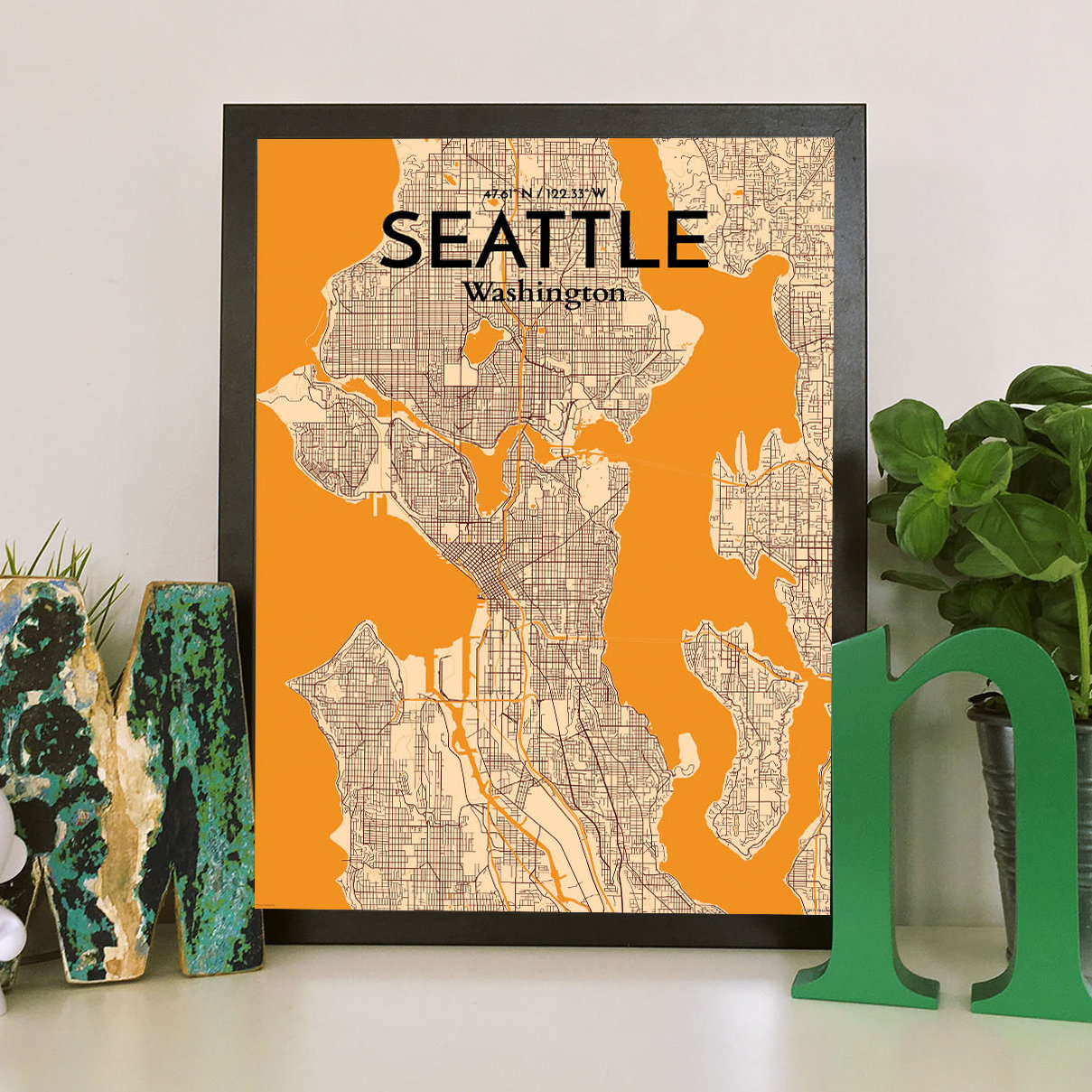 Wrought Studio Seattle City Map - Graphic Art | Wayfair