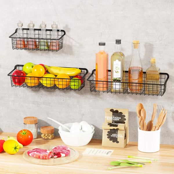 17 Stories Wall Basket Storage, 4 Pack Wall Mount Wire Baskets For ...