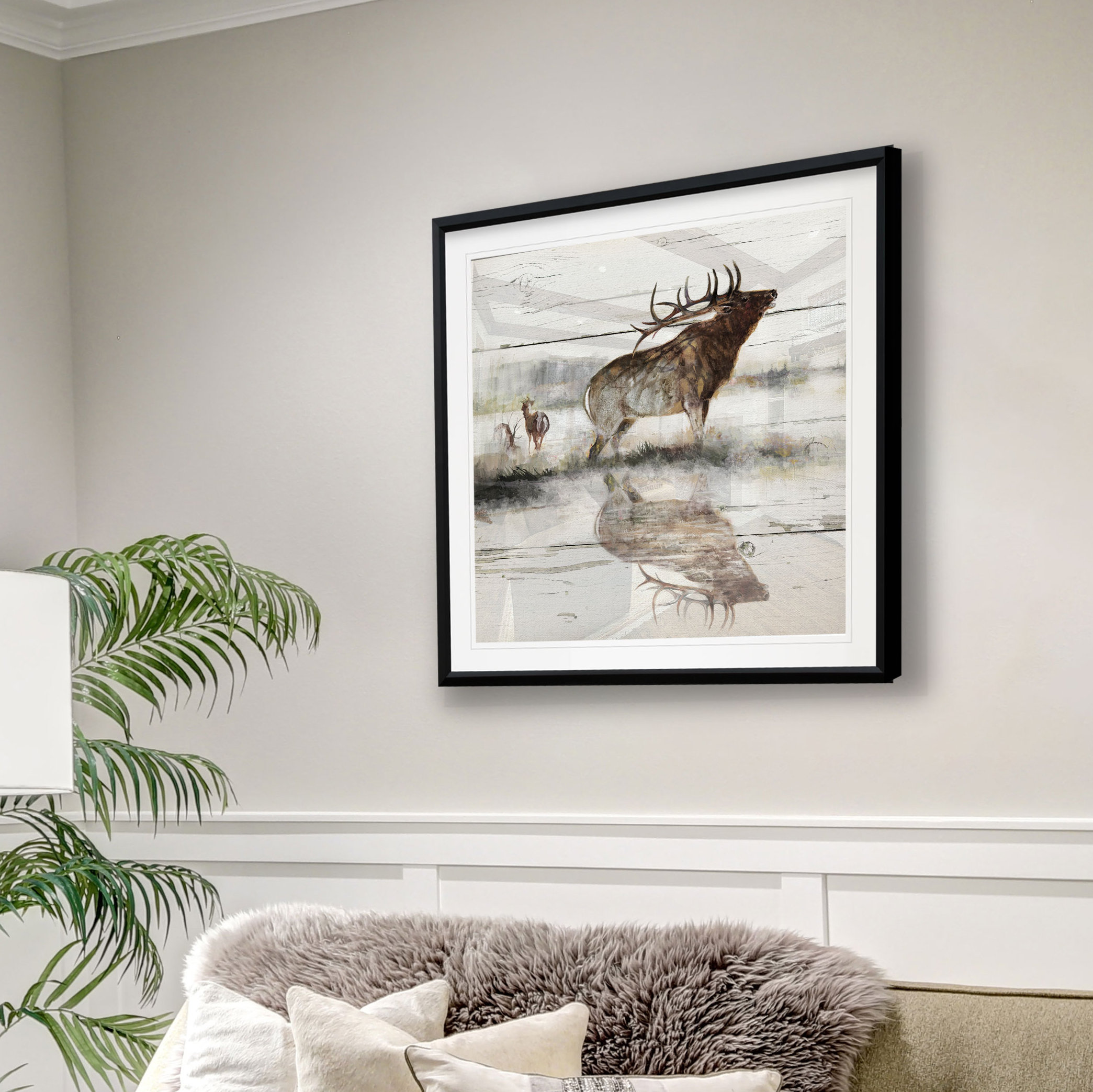 Millwood Pines Rustic Misty Elk - Picture Frame Print | Wayfair