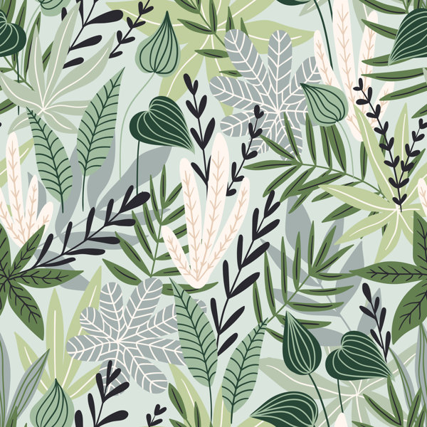 Bayou Breeze Botanical Leaves Peel And Stick Wallpaper | Wayfair.ca